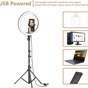 10" Selfie Ring Light with Tripod Stand with Phone Holder, SUMCOO Dimmable LED Beauty Ringlight for Makeup/Live Stream/TikTok/YouTube Video, Compatible with iPhone, Android Phone