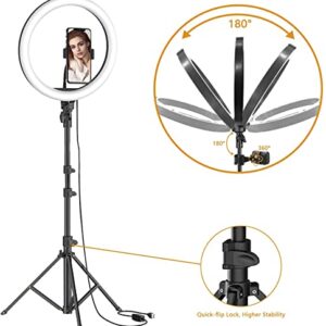 10" Selfie Ring Light with Tripod Stand with Phone Holder, SUMCOO Dimmable LED Beauty Ringlight for Makeup/Live Stream/TikTok/YouTube Video, Compatible with iPhone, Android Phone