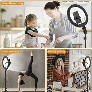 10" Selfie Ring Light with Tripod Stand with Phone Holder, SUMCOO Dimmable LED Beauty Ringlight for Makeup/Live Stream/TikTok/YouTube Video, Compatible with iPhone, Android Phone