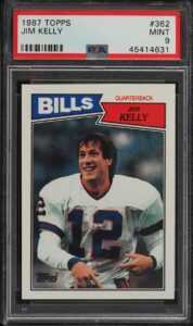 1987 topps football jim kelly rookie card rc #362 psa 9 mint