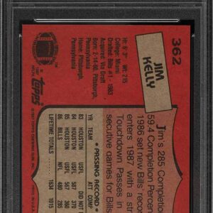 1987 Topps Football Jim Kelly Rookie Card RC #362 PSA 9 Mint