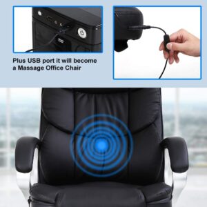 Ergonomic Task Desk Computer Chair Home Office Chair, Massage Function Lumbar Support Soft Comfort with Armrest High Back PU Leather Chair Adjustable Rolling Swivel, Nice Chic Best Home Office Chair