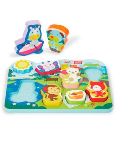 skip hop baby's first puzzle, zoo park pals, includes 8 puzzle pieces & puzzle board