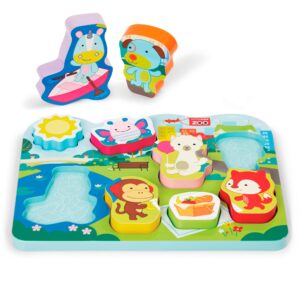 Skip Hop Baby's First Puzzle, Zoo Park Pals, Includes 8 puzzle pieces & puzzle board