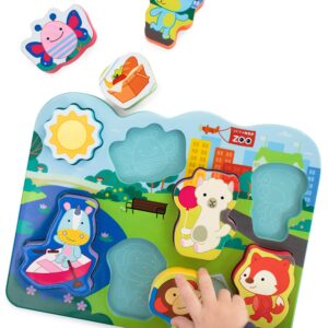 Skip Hop Baby's First Puzzle, Zoo Park Pals, Includes 8 puzzle pieces & puzzle board