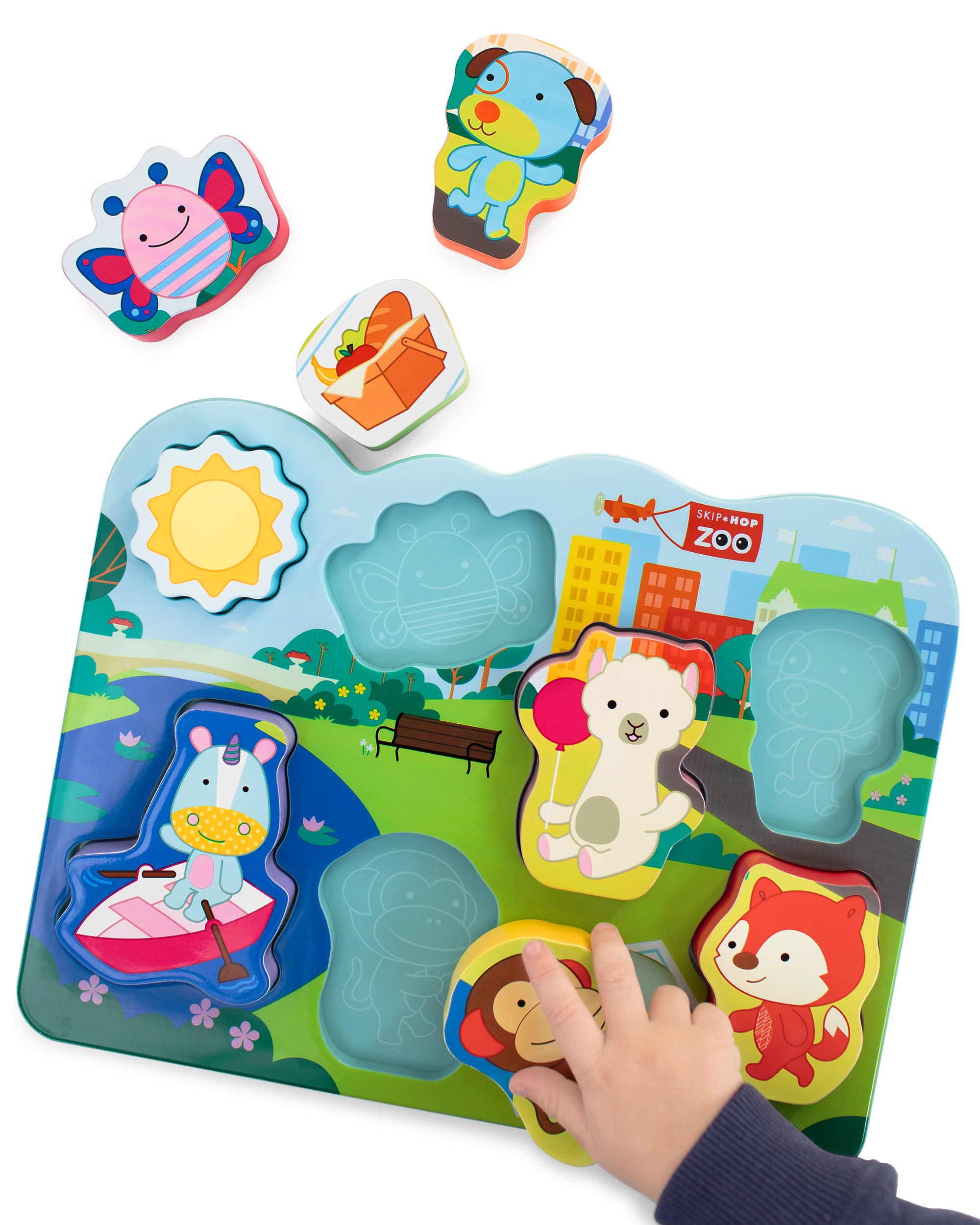 Skip Hop Baby's First Puzzle, Zoo Park Pals, Includes 8 puzzle pieces & puzzle board