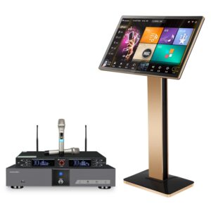 2020 inandon kv-v5 pro karaoke player 8t, with 2 wireless mic, 21.5'' capacitive touch screen intelligent voice keying machine real-time score the latest style (kv-v5 pro+8tb +21.5" touch screen)