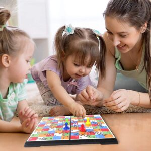 KIDAMI Magnetic Snakes and Ladders Game Set with Storage Box, Folding Design and Light-Weight, Gift for Kids and Adults.