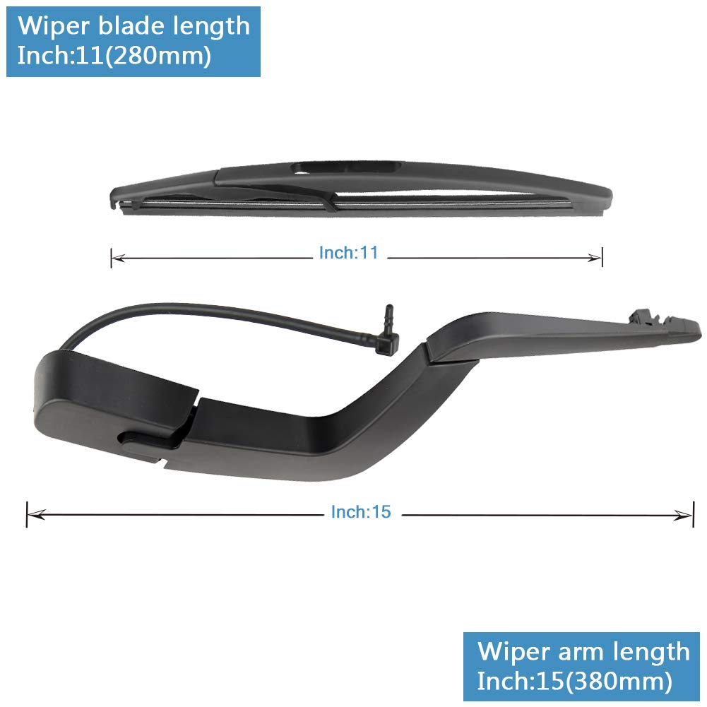 Rear Wiper Arm Blade Replacement for 2007-2012 Genuine GMC Acadia/Saturn Outlook, Replaces Original Equipment Wiper Arm Set - Factory OEM Style