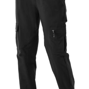 Rdruko Women's Hiking Cargo Pants Lightweight Water-Resistant Quick Dry UPF 50+ Travel Work Pants Zipper Pockets Black Large