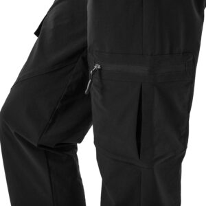 Rdruko Women's Hiking Cargo Pants Lightweight Water-Resistant Quick Dry UPF 50+ Travel Work Pants Zipper Pockets Black Large