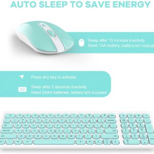 SOOOO Wireless Keyboard and Mouse Combo, Ultra Thin Quiet Portable Wireless Keyboard and 2.4GHz Wireless Mouse with Nano USB Receiver for Windows Laptop PC Notebook (White(Blue Keys))