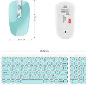 SOOOO Wireless Keyboard and Mouse Combo, Ultra Thin Quiet Portable Wireless Keyboard and 2.4GHz Wireless Mouse with Nano USB Receiver for Windows Laptop PC Notebook (White(Blue Keys))