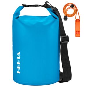 heeta waterproof dry bag for women men (upgraded version), roll top lightweight dry storage bag backpack with emergency whistle for travel, swimming, boating, kayaking, camping, beach (blue, 5l)