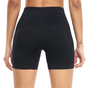 SALSPOR Workout Shorts Women, High Waist Seamless Gym Spandex Shorts(A,Black,M)