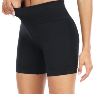 SALSPOR Workout Shorts Women, High Waist Seamless Gym Spandex Shorts(A,Black,M)