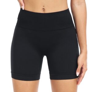 SALSPOR Workout Shorts Women, High Waist Seamless Gym Spandex Shorts(A,Black,M)