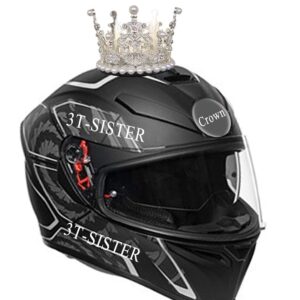 3T-SISTER Cute Crown Crystal Crown for Ski Helmet Reusable Velcro Design (Helmet not Included)