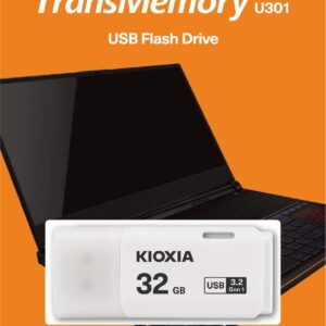 KIOXIA 32GB TransMemory U301 USB 3.2 Flash Drive, White