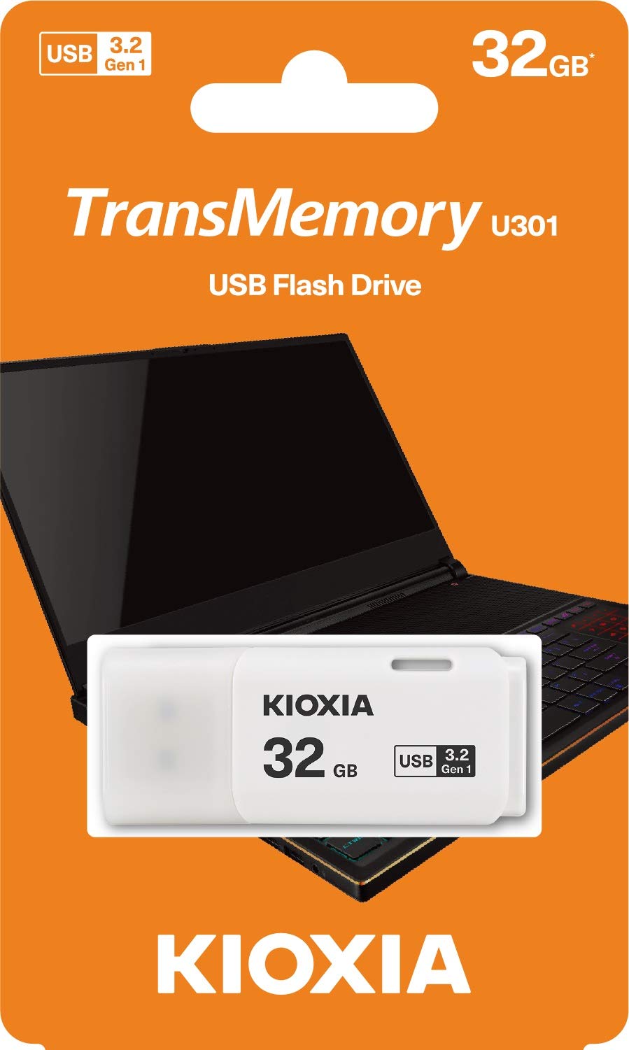 KIOXIA 32GB TransMemory U301 USB 3.2 Flash Drive, White