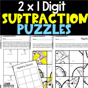 subtraction with regrouping mystery pictures