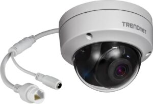 trendnet indoor outdoor 8mp 4k h.265 120db wdr poe dome network camera, ip67 weather rated housing, smartcovert ir night vision up to 30m (98 ft.), microsd card slot, white, tv-ip1319pi