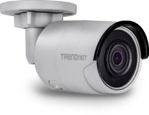 trendnet indoor-outdoor 4mp h.265 120db wdr poe bullet network camera, ip67 weather rated housing, smart covert ir night vision up to 30m (98 ft), microsd card slot (up to 128gb), white, tv-ip1314pi