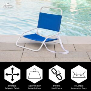 Cascade Mountain Tech Low Profile Beach Chair, One Size, Blue