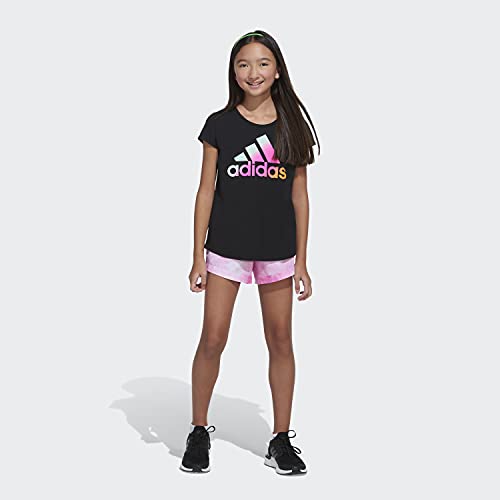 adidas Girls' Printed Woven Shorts, Screaming Pink, X-Large