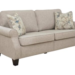 Signature Design by Ashley Alessio Modern Sofa with 2 Throw Pillows, Beige