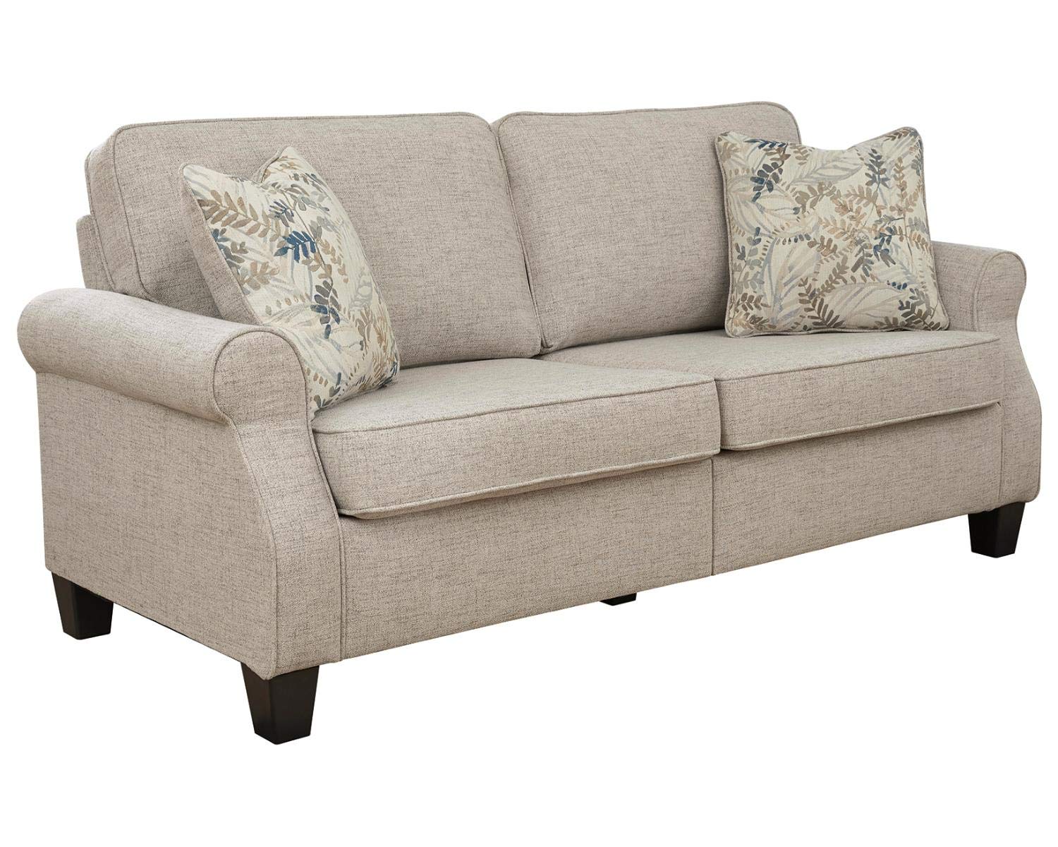 Signature Design by Ashley Alessio Modern Sofa with 2 Throw Pillows, Beige