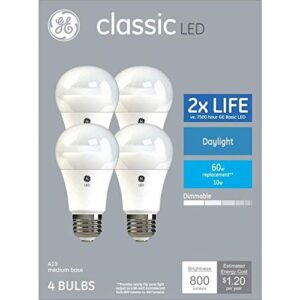 ge classic 60-watt eq a19 daylight dimmable led light bulb (8-pack)