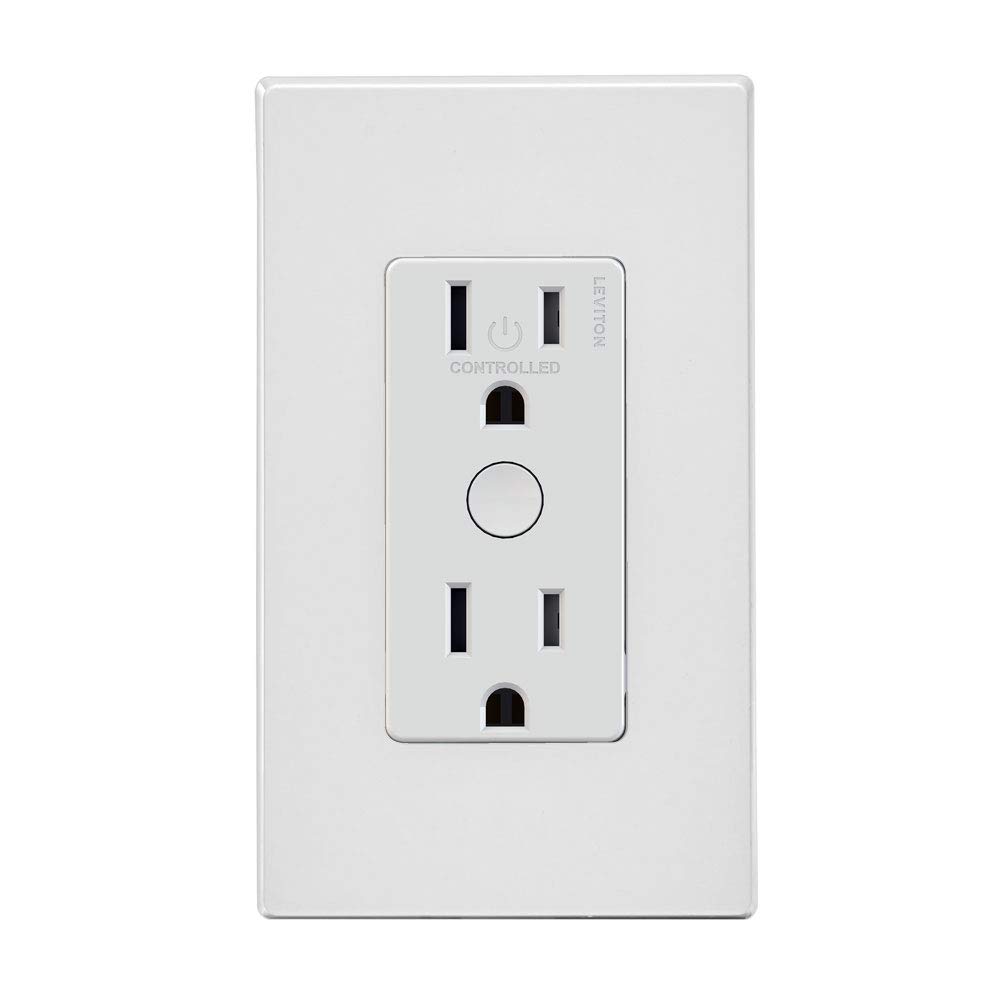 Leviton DW15R-1BW Decora Smart Wi-Fi Tamper Resistant Outlet, No Hub Required, Works with Alexa and Google Assistant, 1-Pack, White