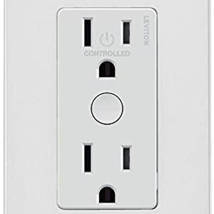 Leviton DW15R-1BW Decora Smart Wi-Fi Tamper Resistant Outlet, No Hub Required, Works with Alexa and Google Assistant, 1-Pack, White