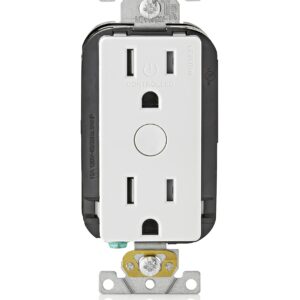 Leviton DW15R-1BW Decora Smart Wi-Fi Tamper Resistant Outlet, No Hub Required, Works with Alexa and Google Assistant, 1-Pack, White