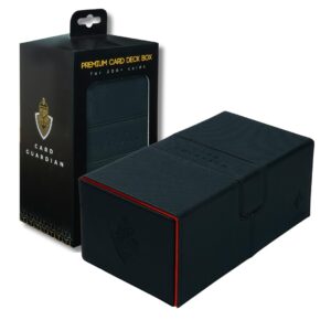 card guardian - premium double deck box (black) for 200+ cards trading card games tcg perfect for magic the gathering (mtg), commander deck, yugioh deck box, sports card storage boxes