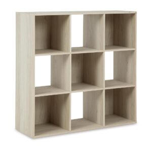 Signature Design by Ashley Socalle Modern 9 Cube Storage Organizer or Bookcase, Beige