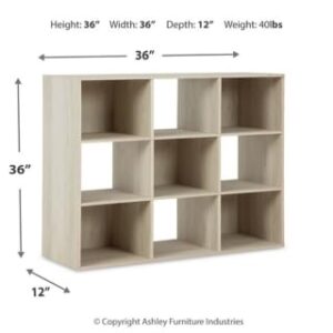 Signature Design by Ashley Socalle Modern 9 Cube Storage Organizer or Bookcase, Beige