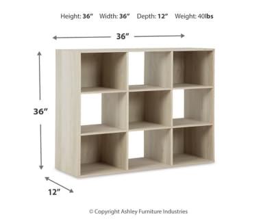 Signature Design by Ashley Socalle Modern 9 Cube Storage Organizer or Bookcase, Beige