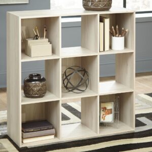 Signature Design by Ashley Socalle Modern 9 Cube Storage Organizer or Bookcase, Beige