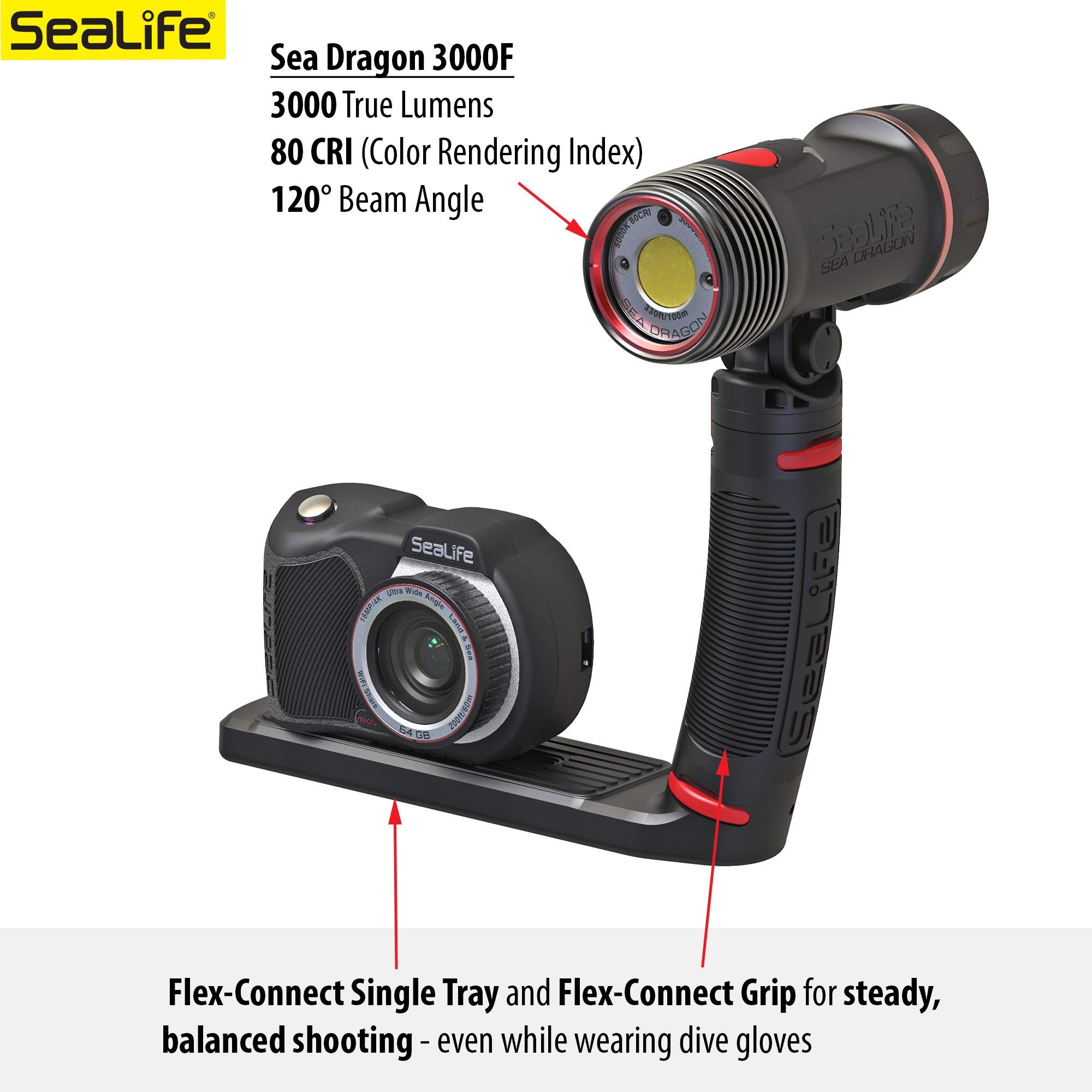 SeaLife Micro 3.0 Pro 3000 Underwater Camera & Light Set for Photography and Video, Easy Set-up, Wireless Transfer, Includes Sea Dragon Travel case