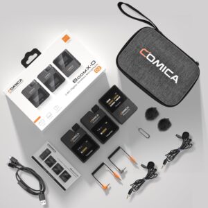 comica BoomX-D2 - Wireless Microphone System for Cameras, Camcorders, Smartphones, Laptops, Compact Wireless Lavalier Lapel Microphone with Dual-Channel Recording, Noise Reduction, Low Latency