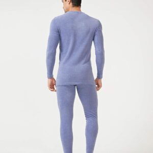 DAVID ARCHY Men's Thermal Underwear Set Winter Warm Base Layers Thermal Top and Bottom Long Johns Set Heather Moonlight Blue,L