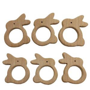 alenybeby 10pcs lovely cartoon wood rabbit pendant pure natural animal shape beech wooden handmade cut pattern diy beading necklace pendant (rabbit 10pcs)