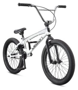 mongoose legion l20 kids freestyle bmx bike, intermediate rider, boys and girls bikes, 20-inch wheels, hi-ten steel frame, micro drive 25x9t bmx gearing, white