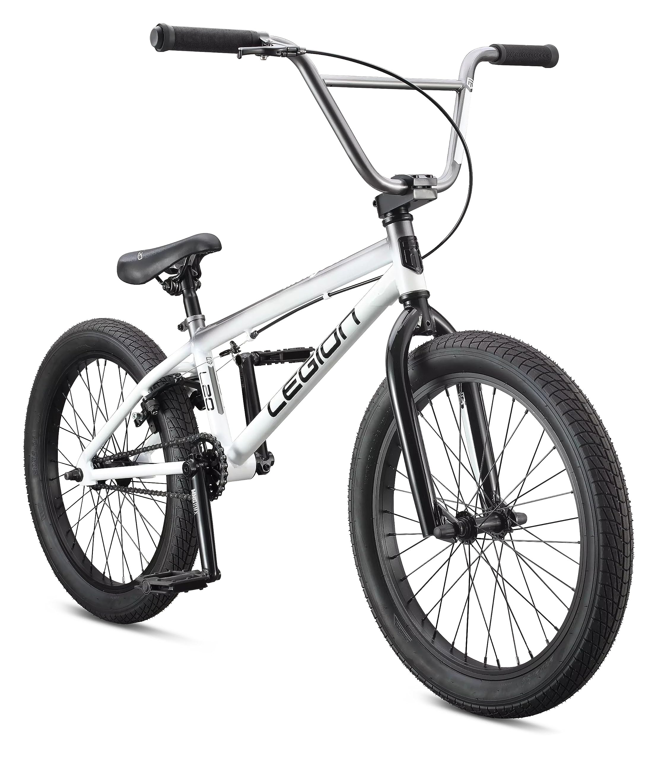 Mongoose Legion L20 Kids Freestyle BMX Bike, Intermediate Rider, Boys and Girls Bikes, 20-Inch Wheels, Hi-Ten Steel Frame, Micro Drive 25x9T BMX Gearing, White