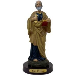 san pedro 8" st peter resin statue , new