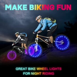 TINANA 2 Tire Pack LED Bike Wheel Lights Ultra Bright Waterproof Bicycle Spoke Lights Cycling Decoration Safety Warning Tire Strip Light for Kids Adults Night Riding (Blue 2pack)