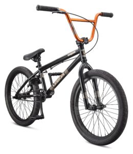 mongoose legion l10 kids freestyle sidewalk bmx bike, beginner riders, boys and girls, 20-inch wheels, hi-ten steel frame, micro drive 25x9t bmx gearing, black