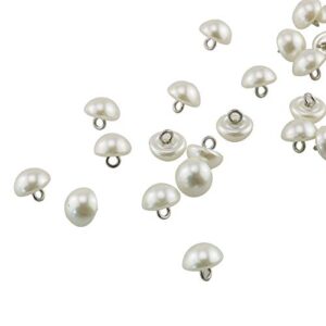 Tegg Half Domed Button 50PCS 10mm Cream-Coloured Half Ball Pearl Buttons with Metal Shank for Clothes, Craft, Sewing